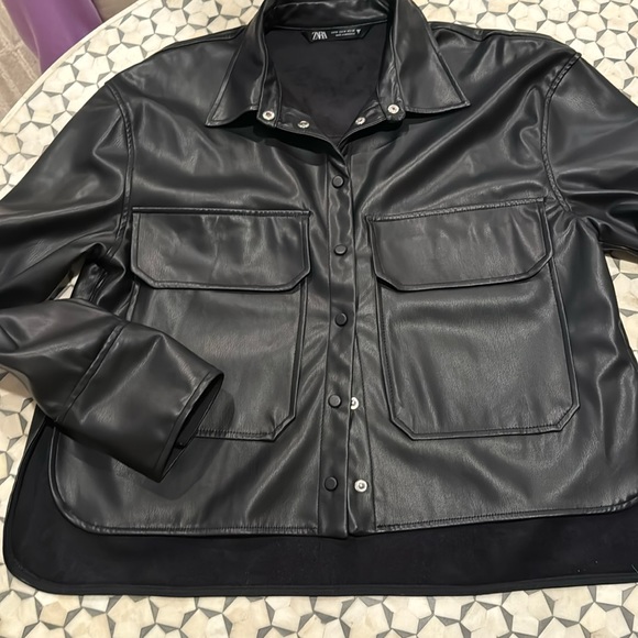Zara | Jackets & Coats | Zara Leather Shacket | Poshmark